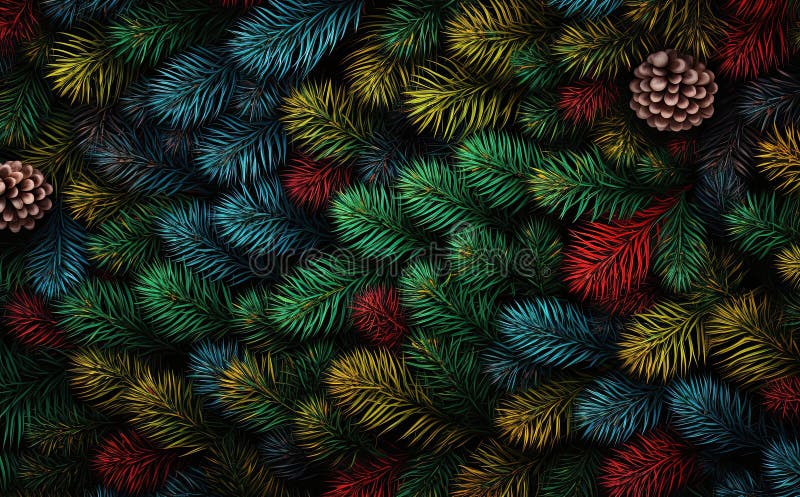 Christmas Tree Leaf Background in the Style of Vibrant Colors ...