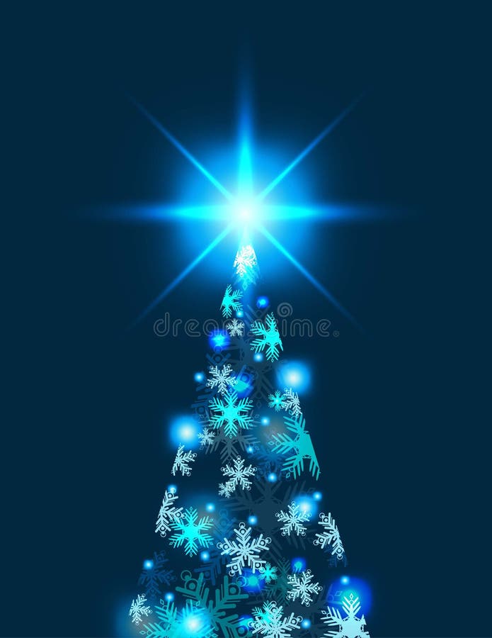 Christmas Tree Blue Light Stars Sparkle Stock Vector - Illustration of ...