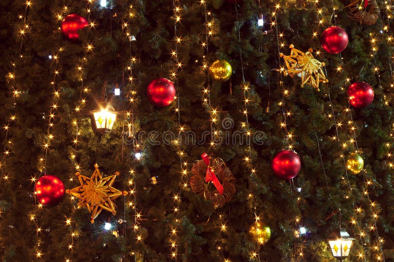 Christmas Tree and Lights Background Stock Photo - Image of festive ...