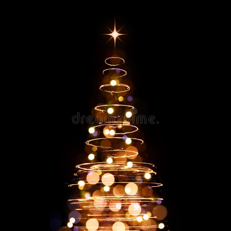 Christmas Tree Lights Background Stock Image - Image of xmas, black ...