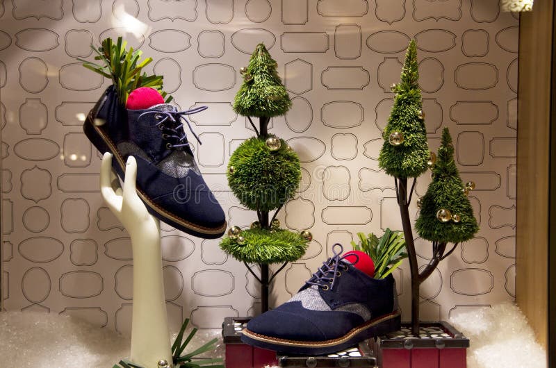 Christmas Tree Lights Department Store Stock Photo - Image of interior ...