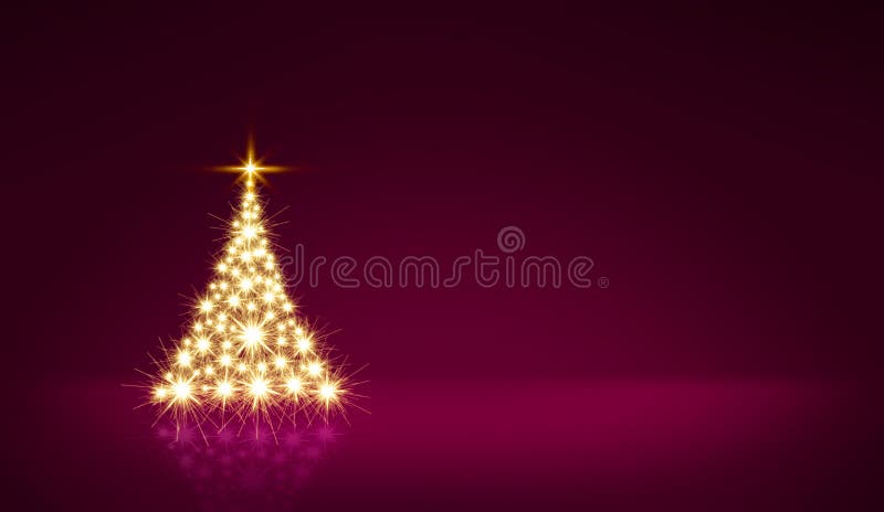 Glowing Christmas Tree with Star Isolated. Christmas Background. Stock ...