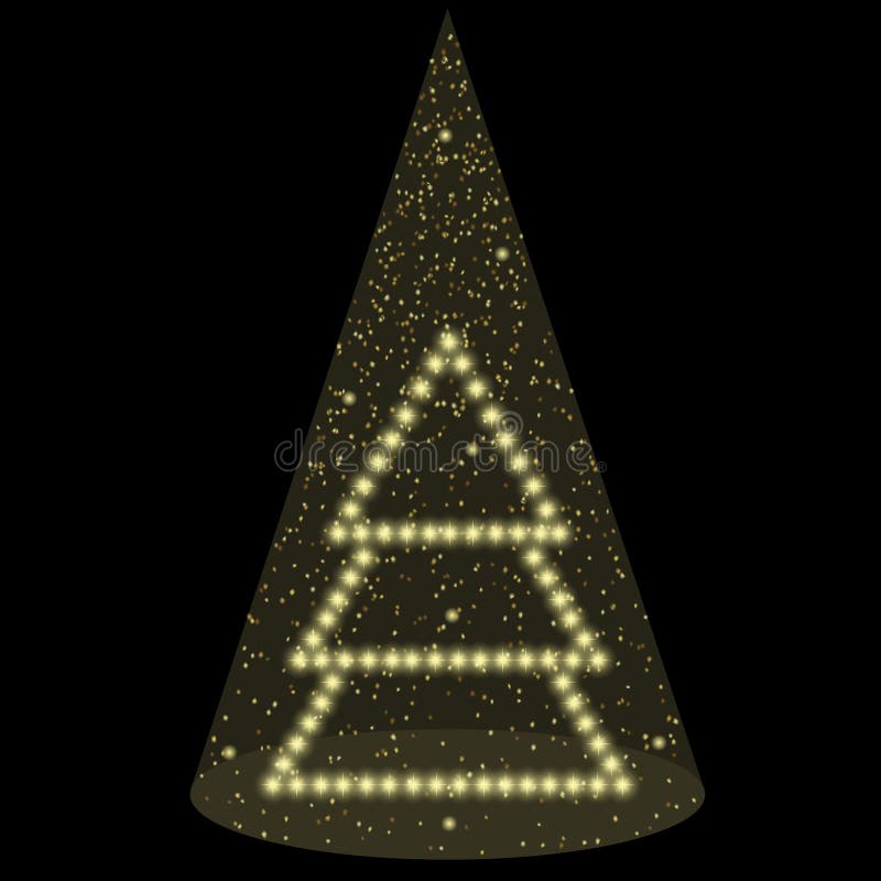 Christmas Tree from the Lights in the Ray of Light with Sparkles Stock ...