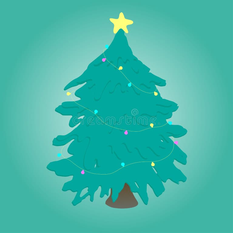 Christmas Tree with Lights. Vector Illustration. Stock Vector ...