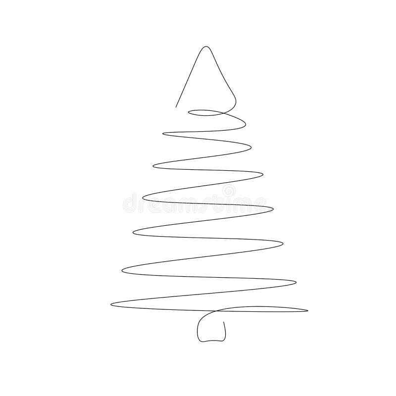 Christmas Tree Line Drawing, Vector Illustration Stock Vector ...