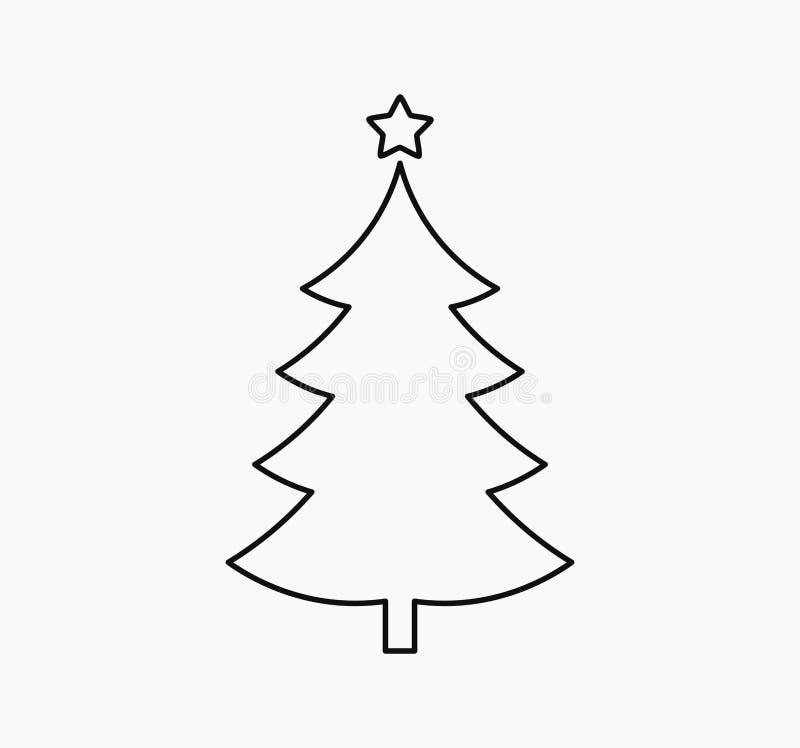 Christmas Tree Line Icon with Star. Christmas Design Element Stock ...