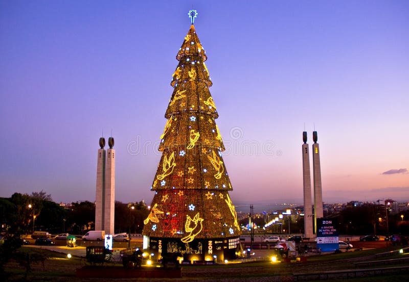 Christmas tree in Lisbon stock image. Image of portugal - 7946879