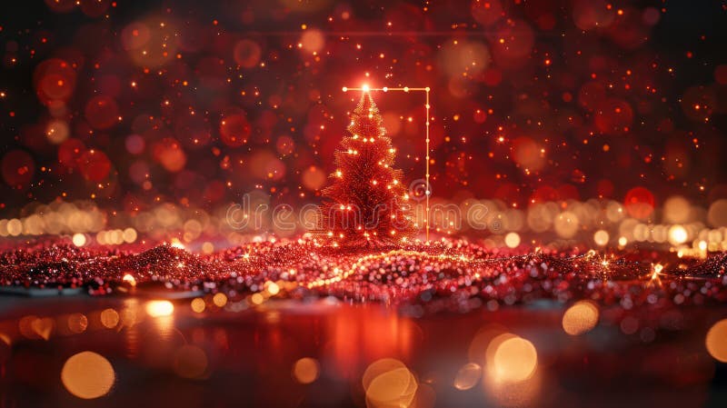 Christmas Tree Loading with Bokeh Lights and Progress Bar Stock ...