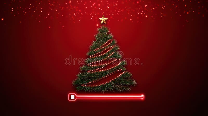 Christmas Tree Loading: Festive Progress Bar on Red Background with ...