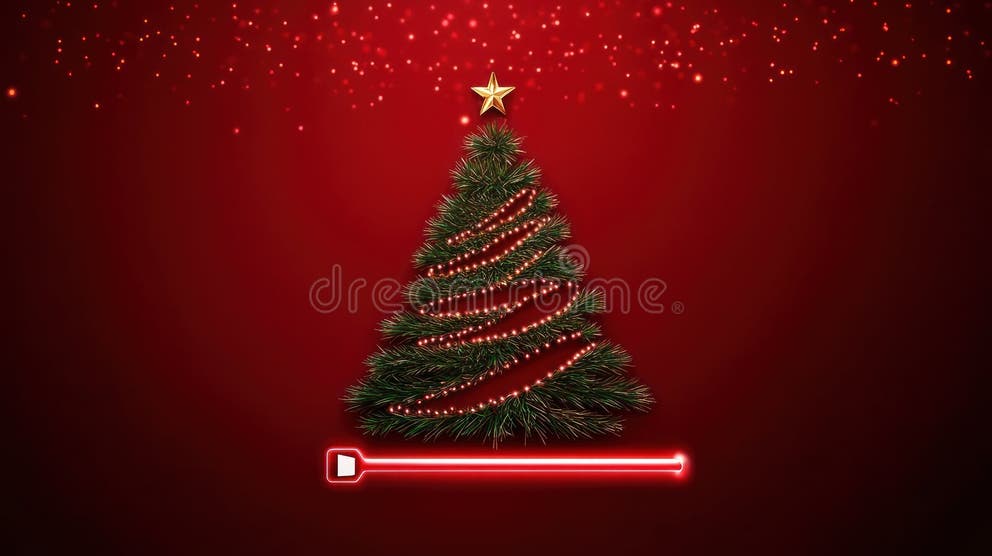 Christmas Tree Loading: Festive Progress Bar on Red Background with ...