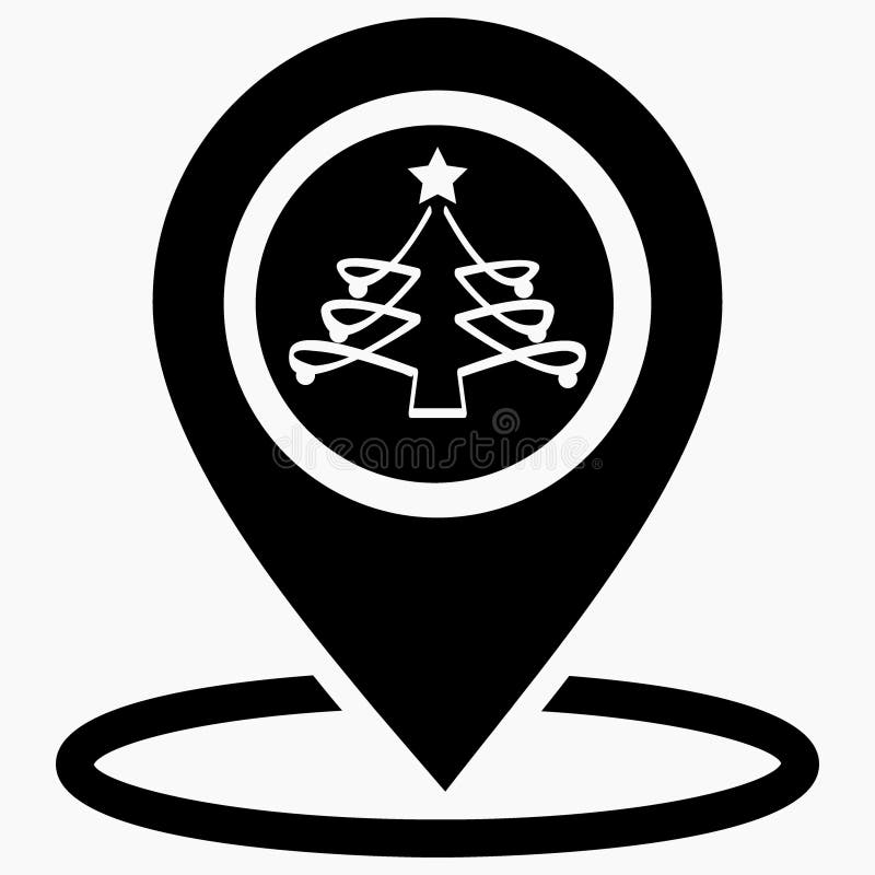 Christmas Tree Location Icon Stock Vector - Illustration of direction ...