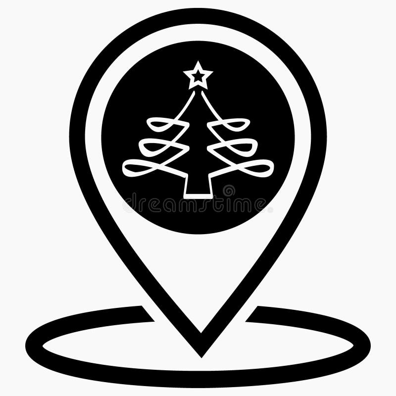 Christmas Tree Location Icon Stock Vector - Illustration of direction ...