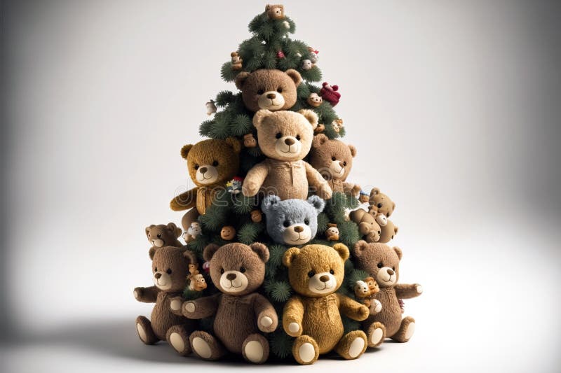 Christmas Tree with Lots of Teddy Bears Stock Illustration ...