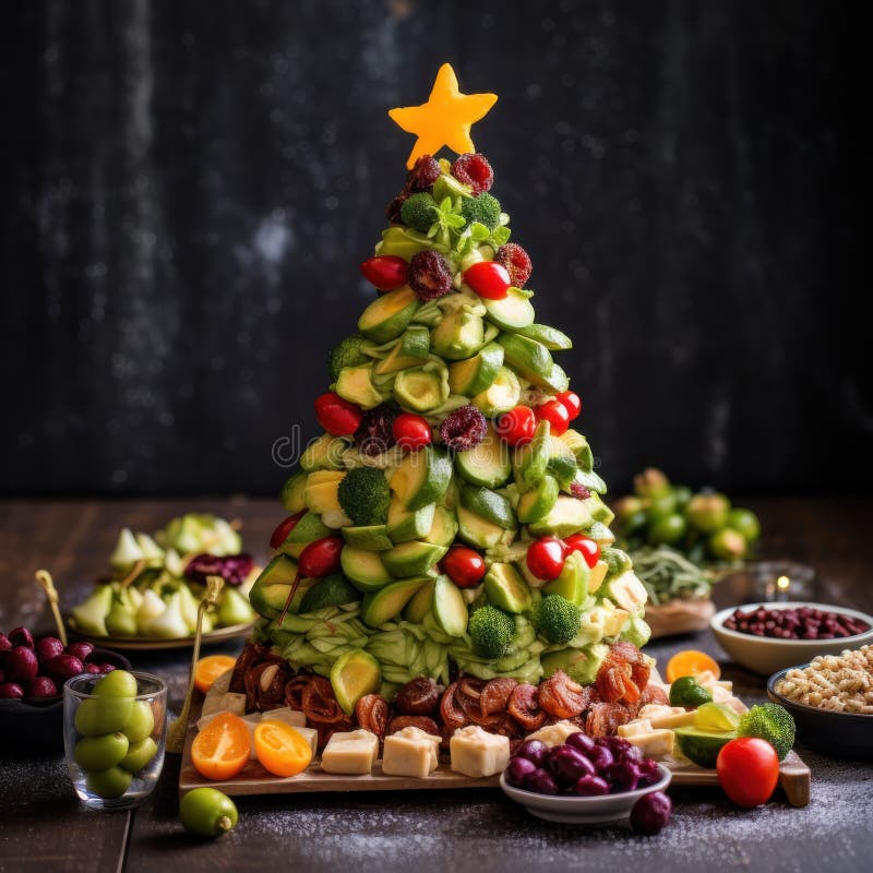 Christmas Tree Made from Appetizers Stock Image - Image of appetizers ...