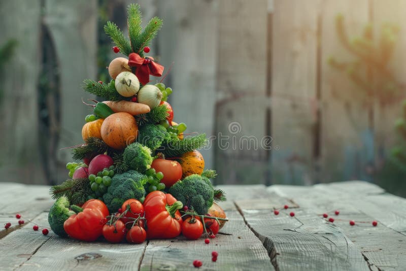 Christmas Tree Made from Assorted Vegetables Stock Photo - Image of ...