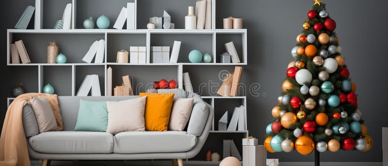 Christmas Tree Made of Balloons Multi-colored Gel Balls. Creative Room ...