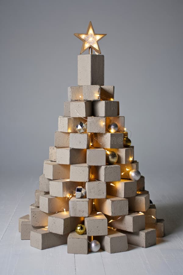Christmas Tree Made of Blocks Stock Photo - Image of style, vertical ...