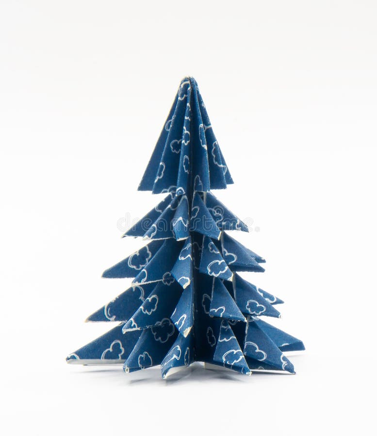 Christmas Tree Made of Blue Paper Stock Photo - Image of paper, merry ...