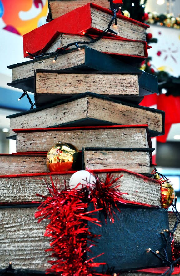 Christmas Tree Made of Books Stock Photo - Image of design, wall: 63789274