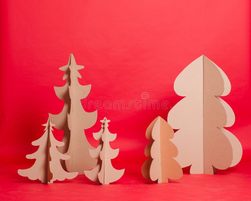 Christmas Tree Made of Cardboard. Unique Trees Stock Image - Image of ...