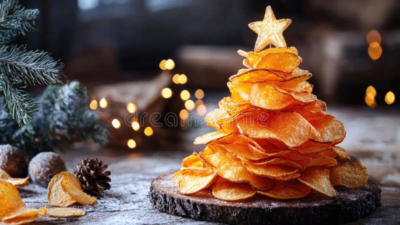 Christmas Tree Made of Chips Stock Photo - Image of design, crunchy ...