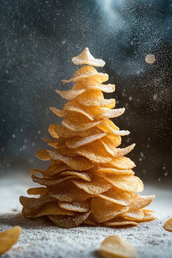 Christmas Tree Made of Chips Stock Image - Image of food, winter: 336230157