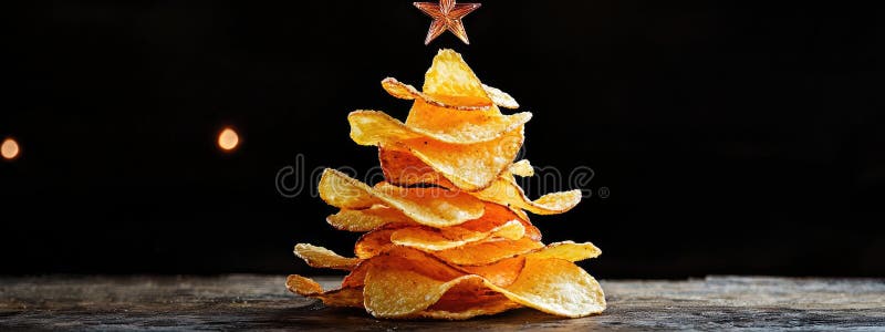 Christmas Tree Made of Chips Stock Illustration - Illustration of ...