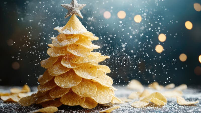 Christmas Tree Made of Chips Stock Image - Image of salt, winter: 336230207