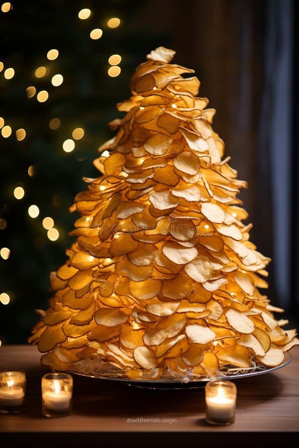 Christmas Tree Made of Chips Stock Illustration - Illustration of spice ...