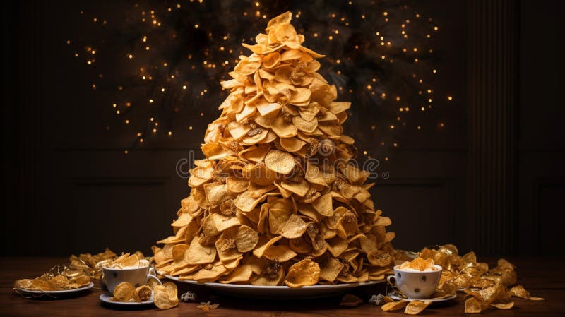 Christmas Tree Made of Chips Stock Illustration - Illustration of salt ...
