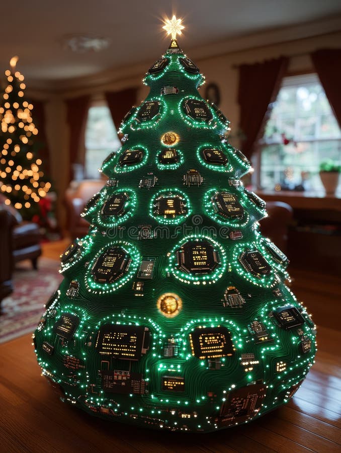 Christmas Tree Made from Computer Microchips and Circuits,tech ...