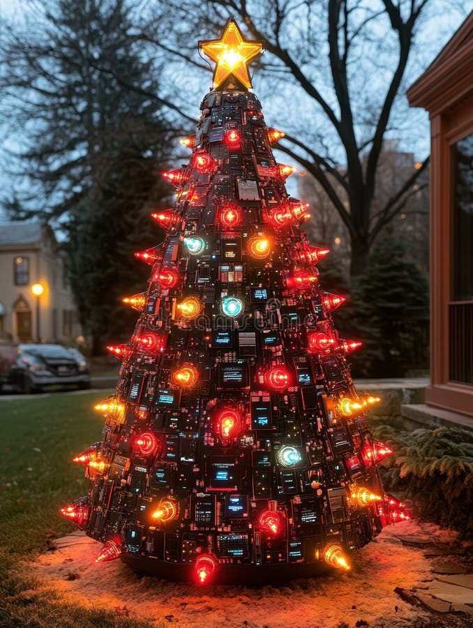 Christmas Tree Made from Computer Microchips and Circuits,tech ...