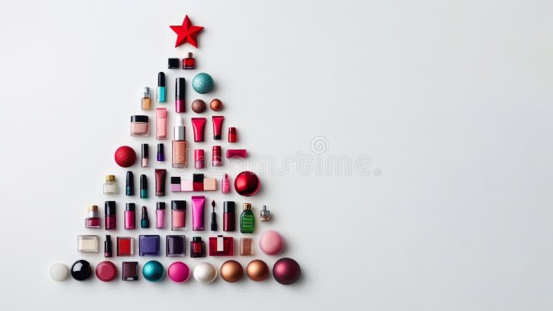 Christmas Tree Made from Decorative Cosmetics Stock Illustration ...