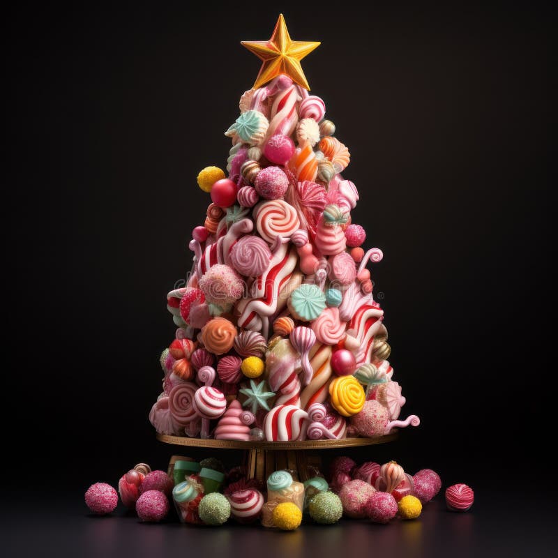 Christmas Tree Made from Different Candy Stock Photo - Image of plate ...