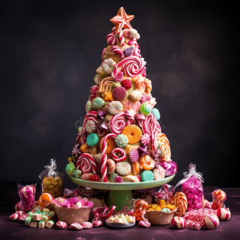 Christmas Tree Made from Different Candy Stock Photo - Image of sweet ...