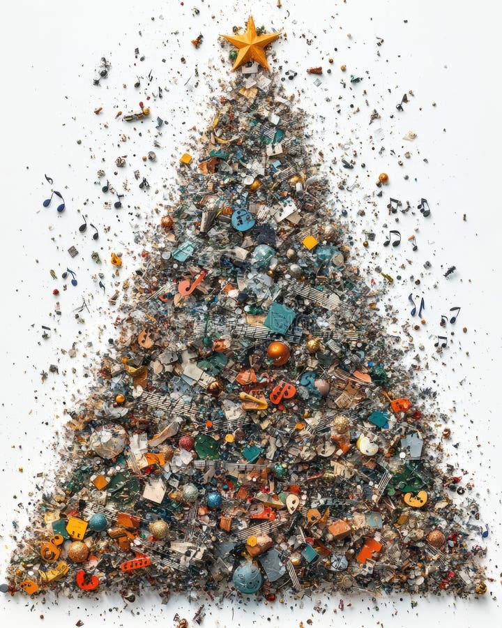 Christmas Tree Made of Garbage Symbolizing Consumerism and Waste Stock ...
