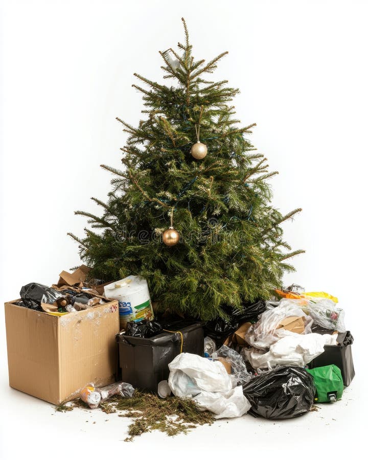 Christmas Tree Made of Garbage Symbolizing Consumerism and Waste Stock ...
