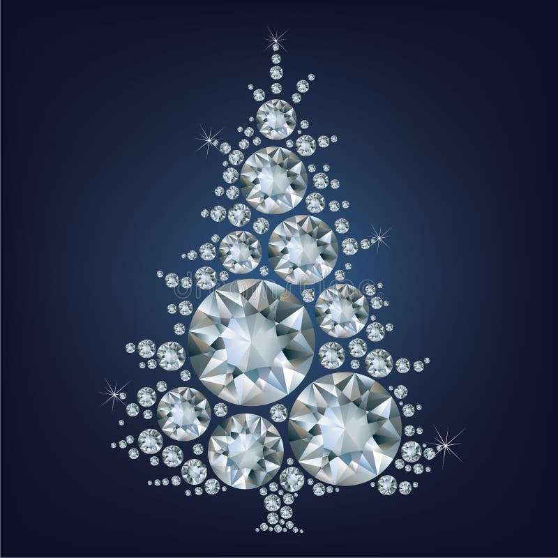 Christmas Card With Diamonds Christmas Tree Stock Illustration ...