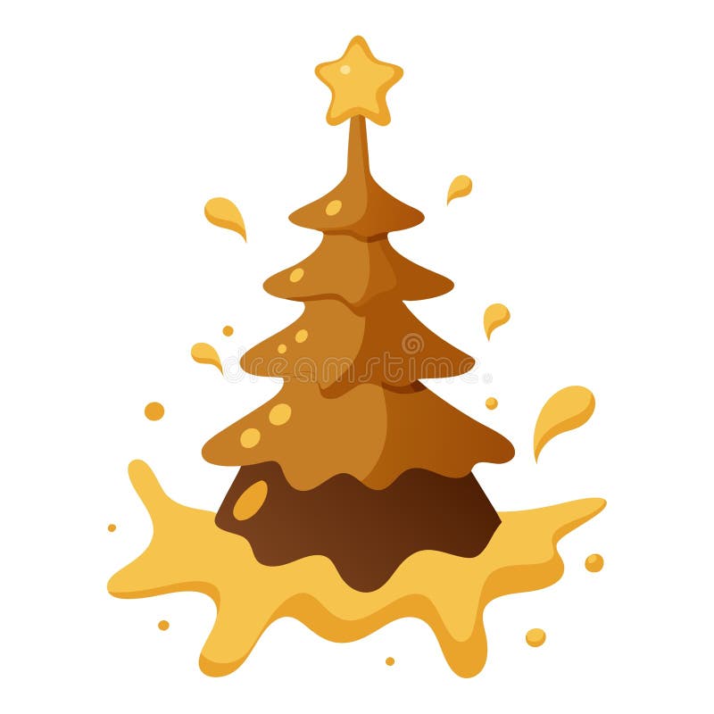 Christmas Tree Made of Milk Chocolate. Splash of Liquid Stock Vector ...