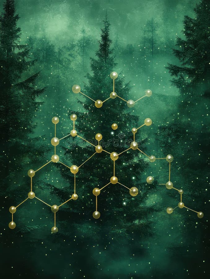 A Christmas Tree Made of Molecular Structures and Chemical Formulas ...