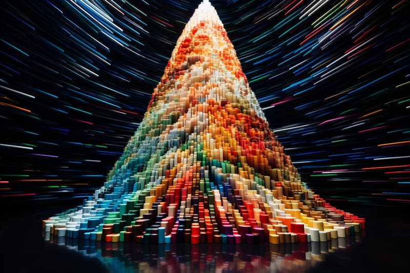 A Christmas Tree Made Out of Colored Blocks Stock Illustration ...