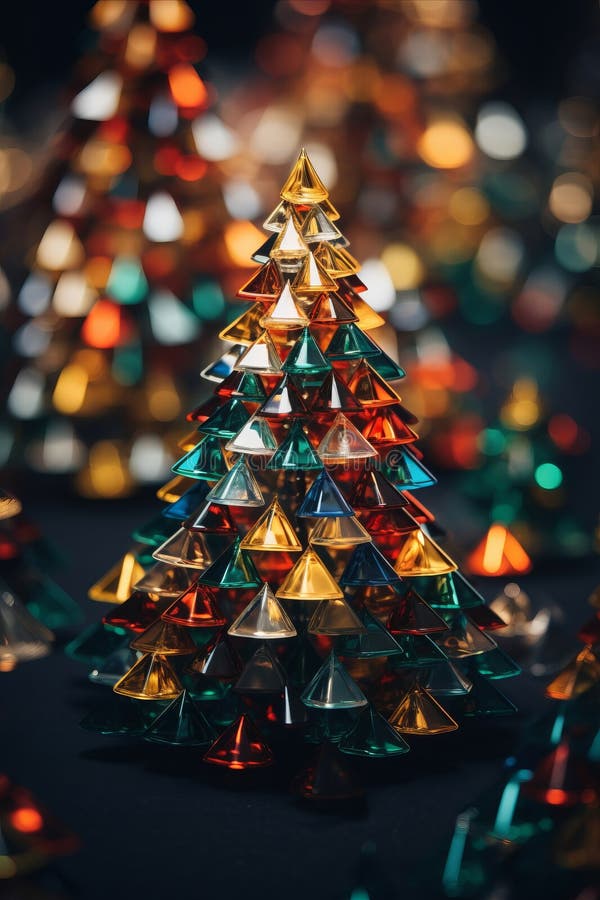 A Christmas Tree Made Out of Colored Triangles Stock Illustration ...