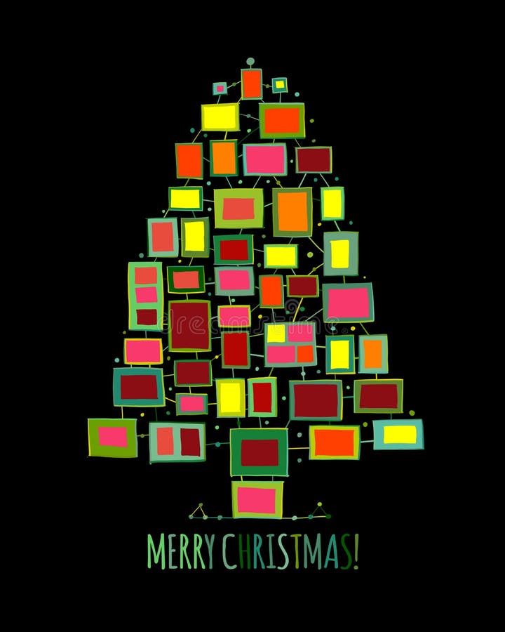 Christmas Tree Made from Photo Frames, Greeting Card for Your Design ...