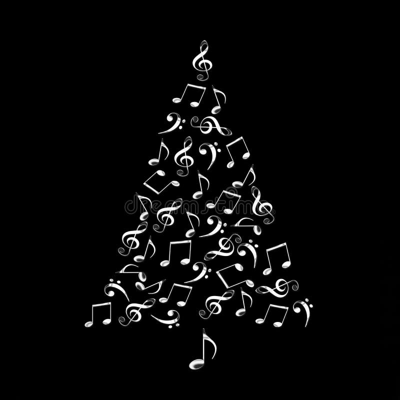 Christmas Tree Made of Shiny Golden Musical Notes on Black Stock Photo ...