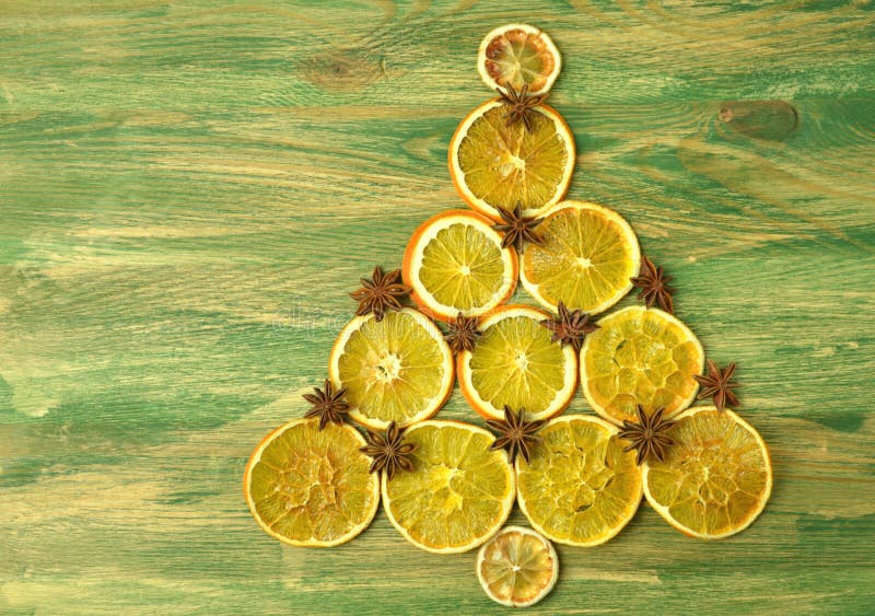 Christmas Tree Made of Slices of Orange Stock Image - Image of cooking ...