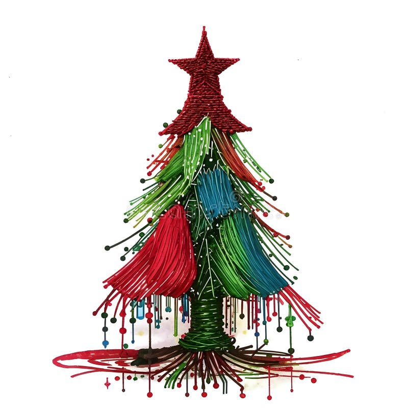 Christmas Tree Made of Threads on a Light Background. AI Generated ...