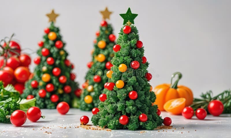 Christmas Tree Made from Vegetables and Tomatoes Stock Photo - Image of ...