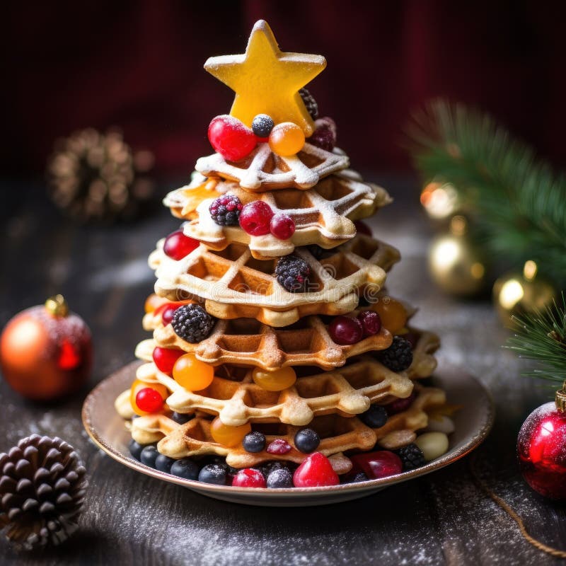 Christmas Tree Made from Waffles Stock Photo - Image of shape, fresh ...