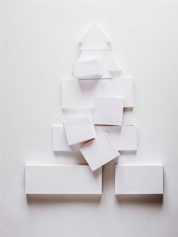 A Christmas Tree Made of White Paper Stock Image - Image of christmas ...
