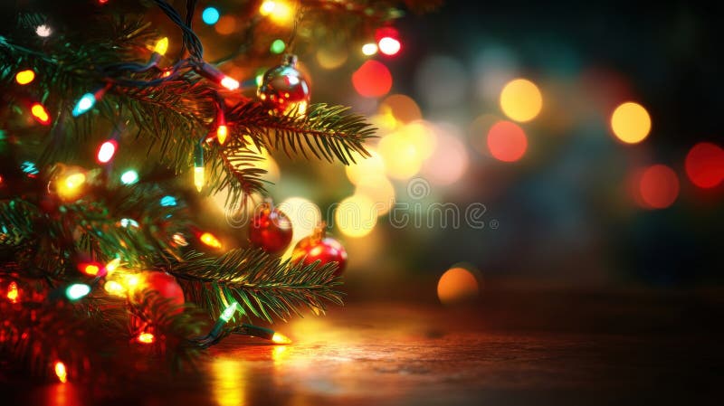 A Christmas Tree with Many Lights on it Stock Illustration ...